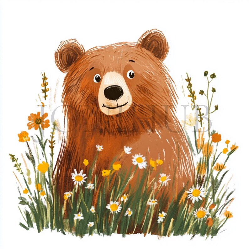 Bear in a Meadow Clipart | 10 High Quality Jpg's | Digital Download ...