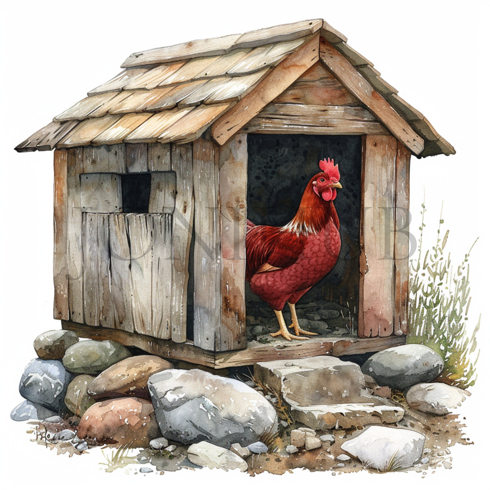Chicken Coop Clipart 10 High Quality Jpg's Digital Download Chicken ...