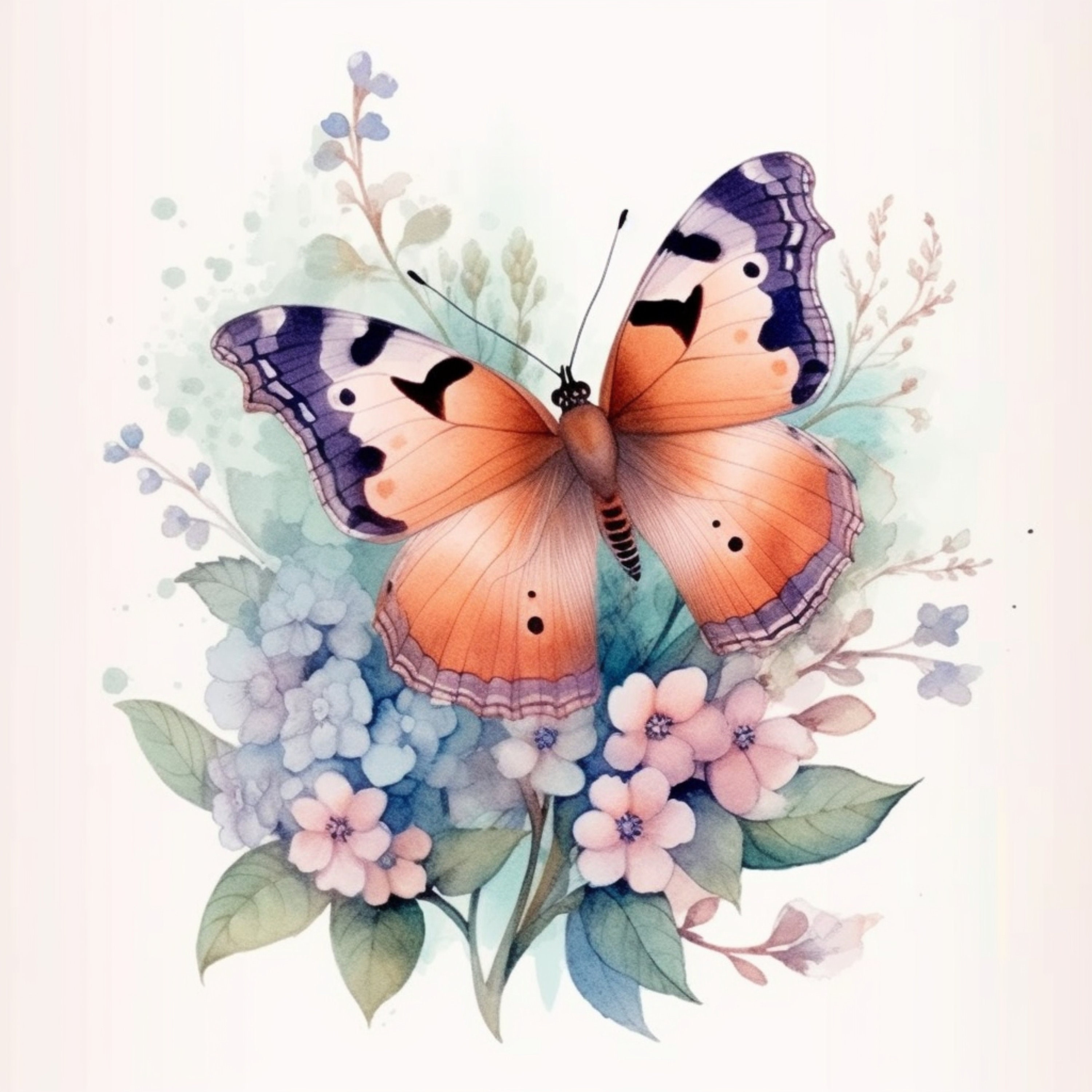 Flowers Butterfly Clipart Clip Art Digital Paper Craft 10 High Quality ...