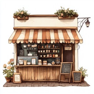 Tiny Coffee Shop Clipart | 10 High Quality Jpgs | Digital Download ...