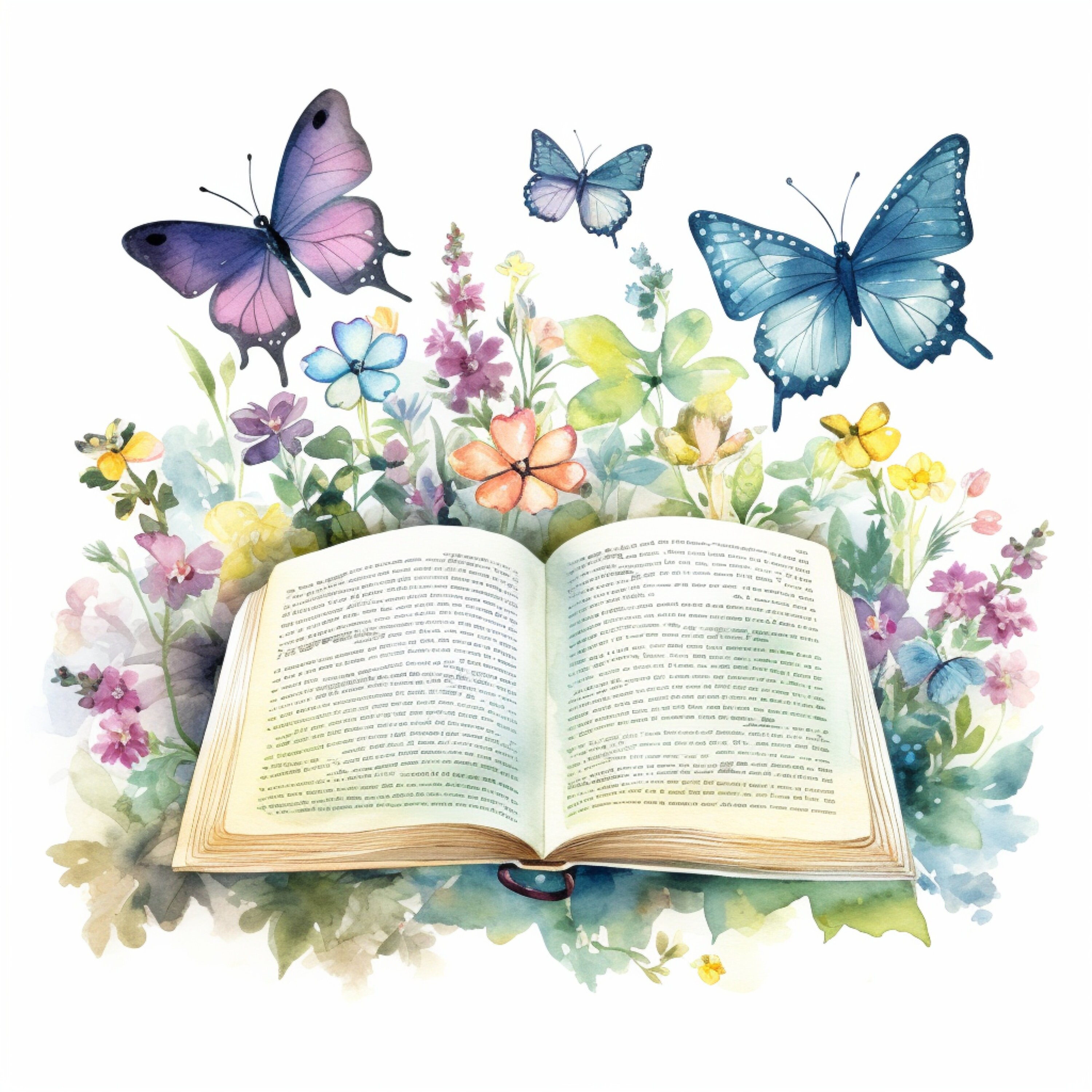 Floral Books Clipart, Book Butterfly, 10 High Quality Pngs, Nursery Art ...
