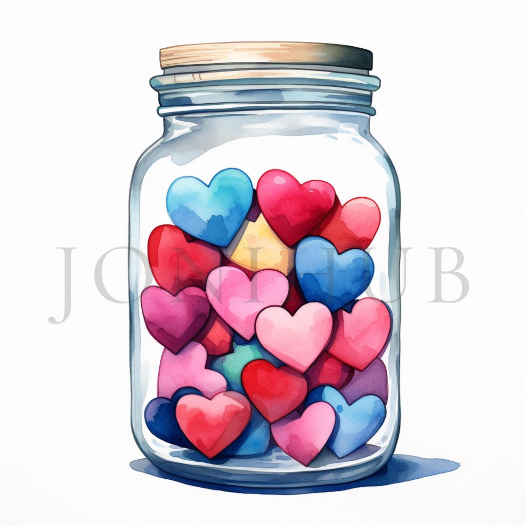 Jar of Hearts Clipart | 10 High Quality Jpgs | Instant Digital Download ...