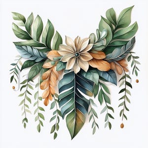 Boho Leaves Decor Clipart | 10 High Quality Jpgs | Instant Digital ...