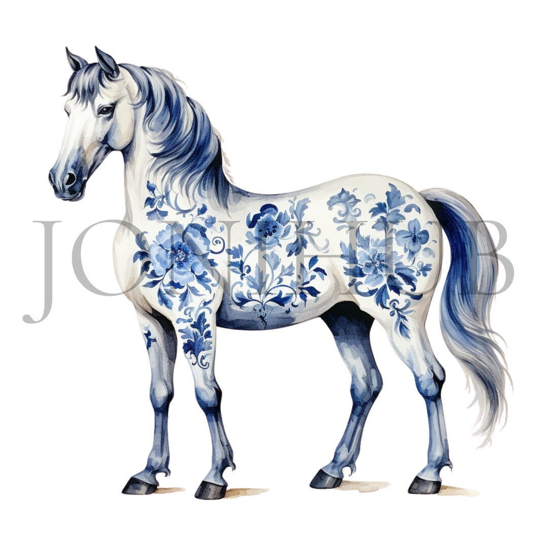 Blue Delft Horse Clipart | 10 High Quality Jpg's | Digital Download ...