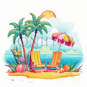 Summer Scene Clipart | 10 High Quality Jpg's | Digital Download ...