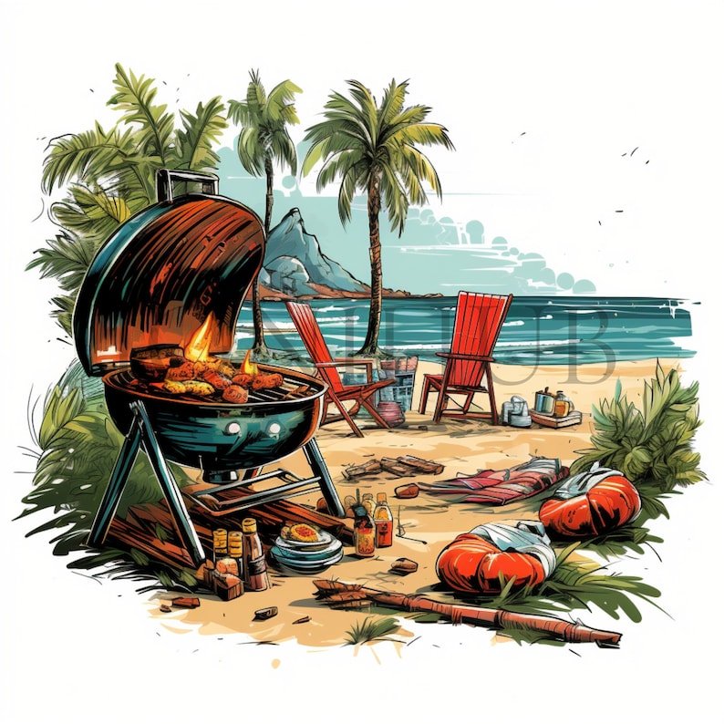 Summer BBQ Clipart 10 High Quality Jpg's Digital Download Outdoor ...