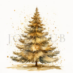 Gold Christmas Tree Clipart | 10 High Quality Jpg's | Digital Download ...