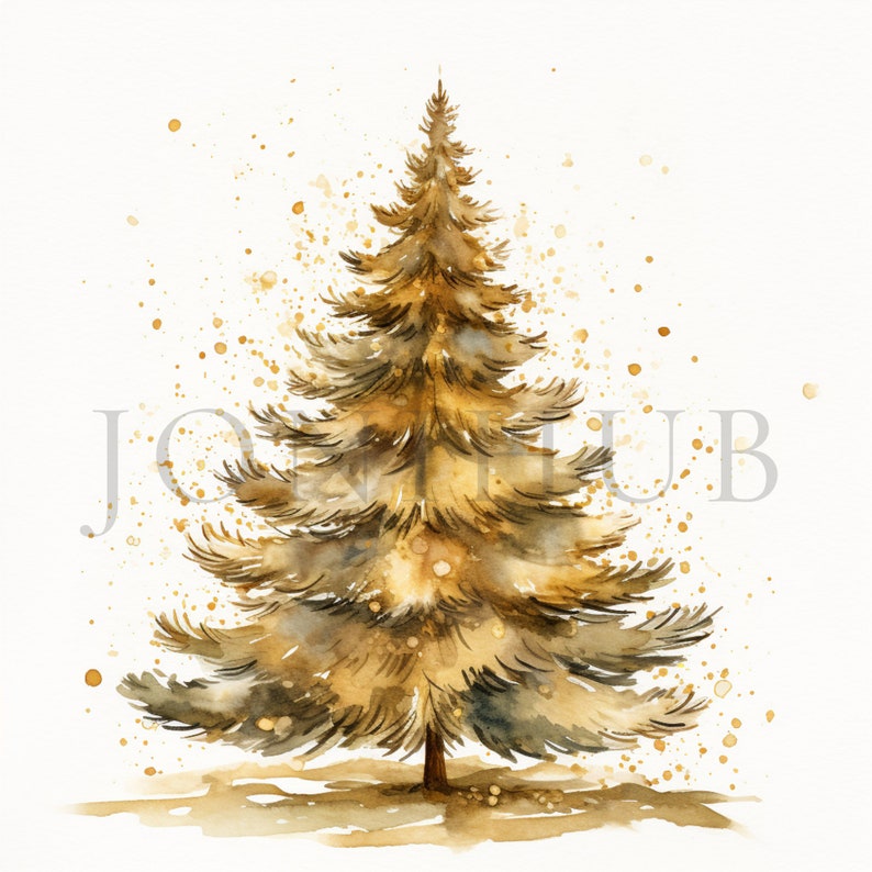 Gold Christmas Tree Clipart 10 High Quality Jpg's Digital Download Gold ...
