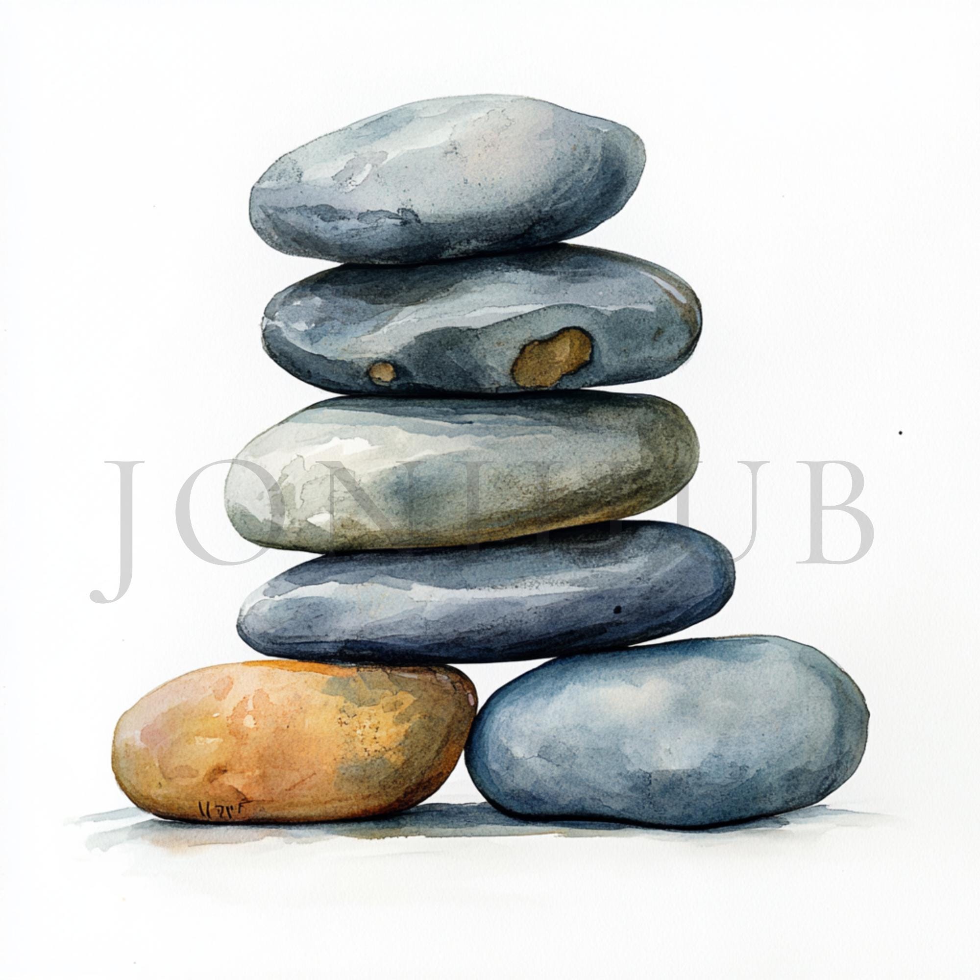 14 Zen Stones Art Clipart, Zen Poster, Printable Watercolor Clipart ...