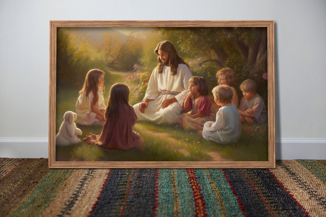 Jesus With Little Children Painting | Jesus Painting | Christian Wall ...