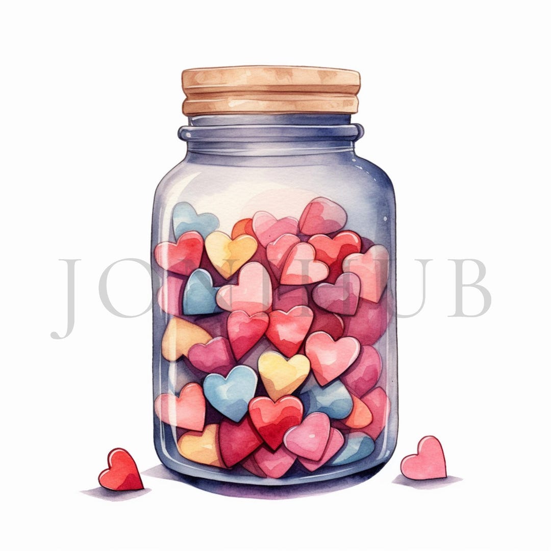 Jar of Hearts Clipart 10 High Quality Jpgs Instant Digital Download ...
