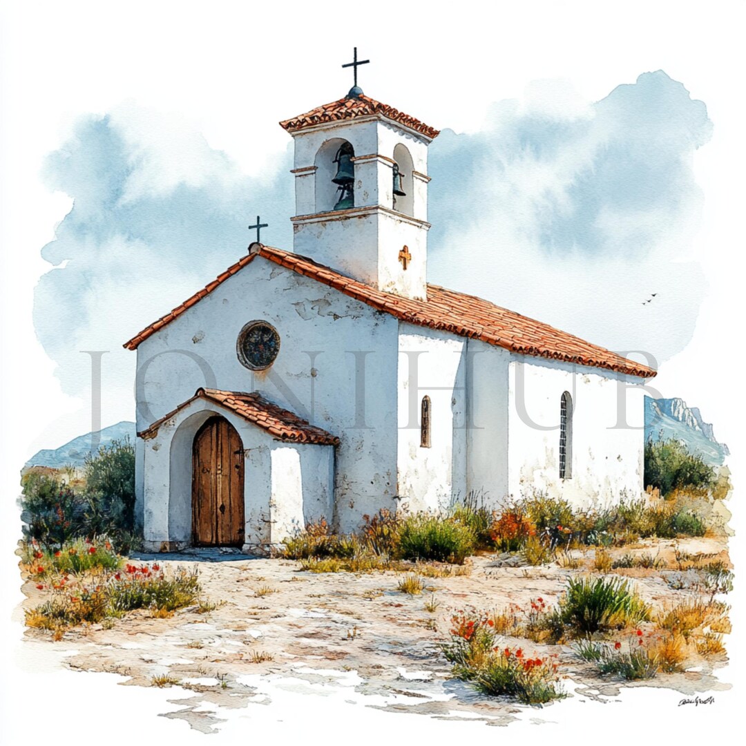 Church Clipart, Old Chapel, Printable Watercolor Clipart, High Quality ...