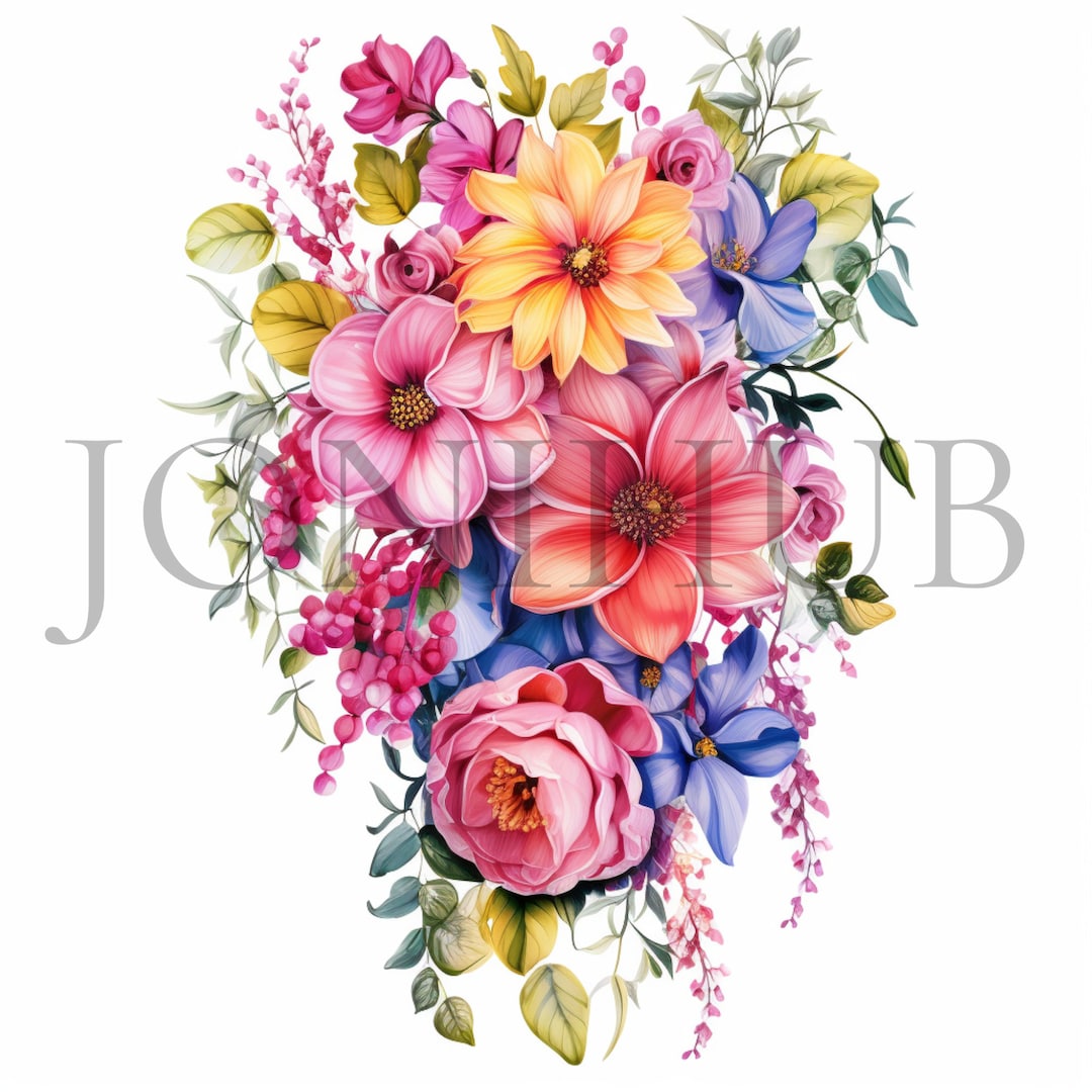 Flowers Cascade Clipart | 10 High Quality Jpg's | Digital Download ...
