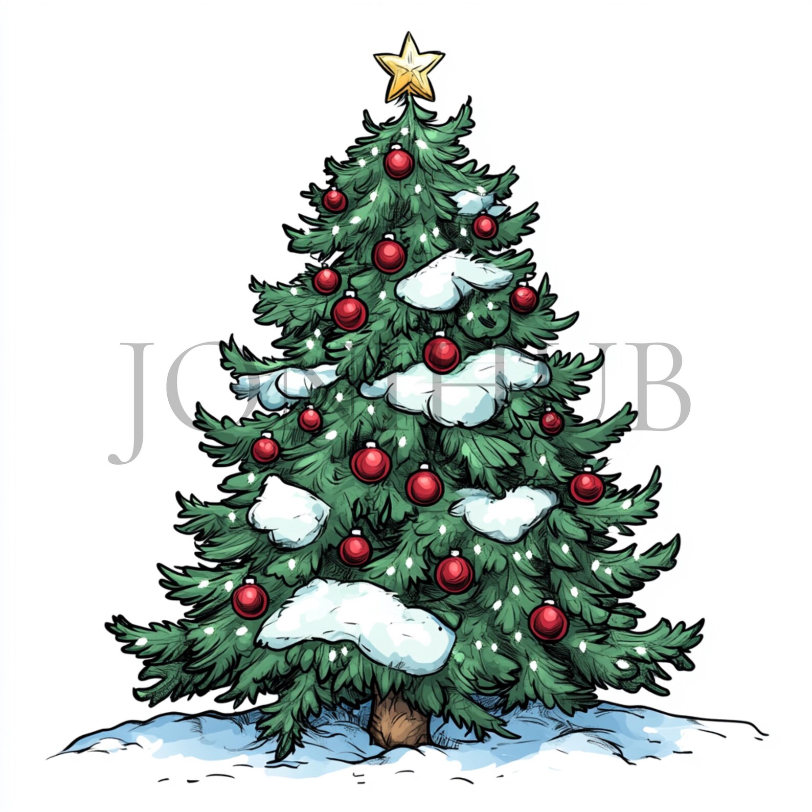 Christmas Tree Clipart 10 High Quality Jpg's Digital Download Holiday ...