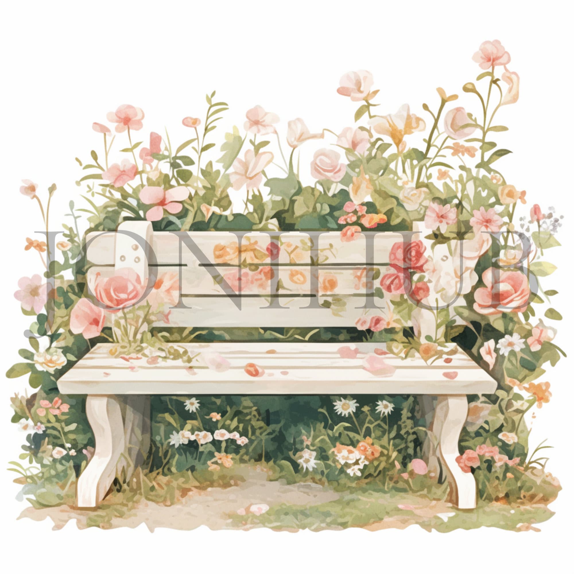 Floral Bench Clipart | 10 High Quality Jpg's | Digital Download ...