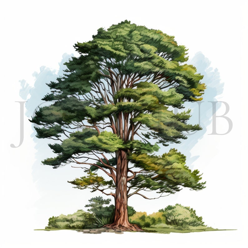 Cedar Trees Clipart | 10 High Quality Jpg's | Digital Download ...