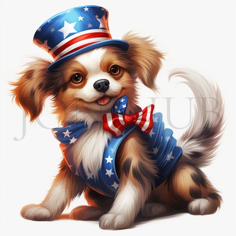 4th of July Dog Clipart | 10 High Quality Jpgs | Patriotic Clipart ...