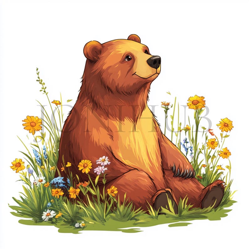 Bear in a Meadow Clipart | 10 High Quality Jpg's | Digital Download ...