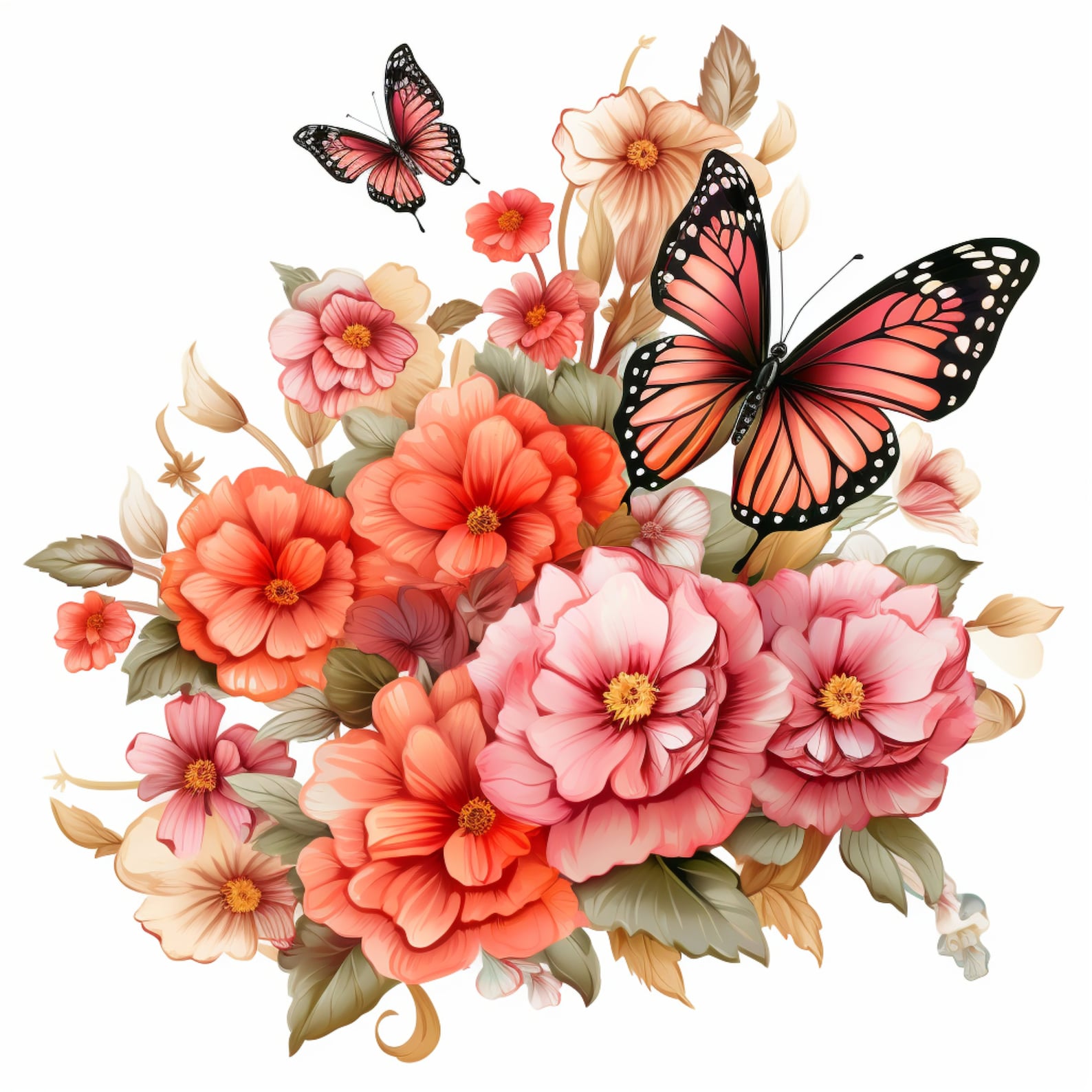 Flowers Butterfly Clipart 10 High Quality Jpgs Nursery Art Card Making ...