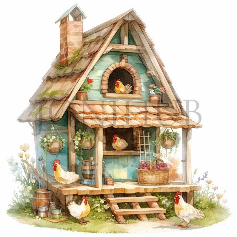 Chicken Coop Clipart 10 High Quality Jpg's Digital Download Chicken ...