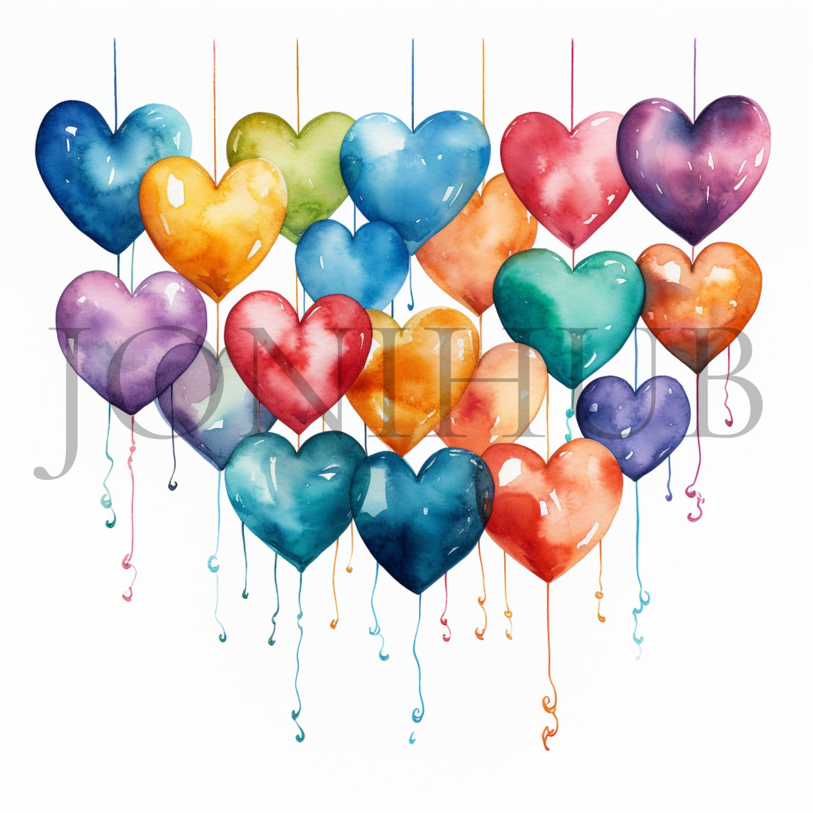 Hanging Hearts Clipart | 10 High Quality Jpg's | Digital Download ...