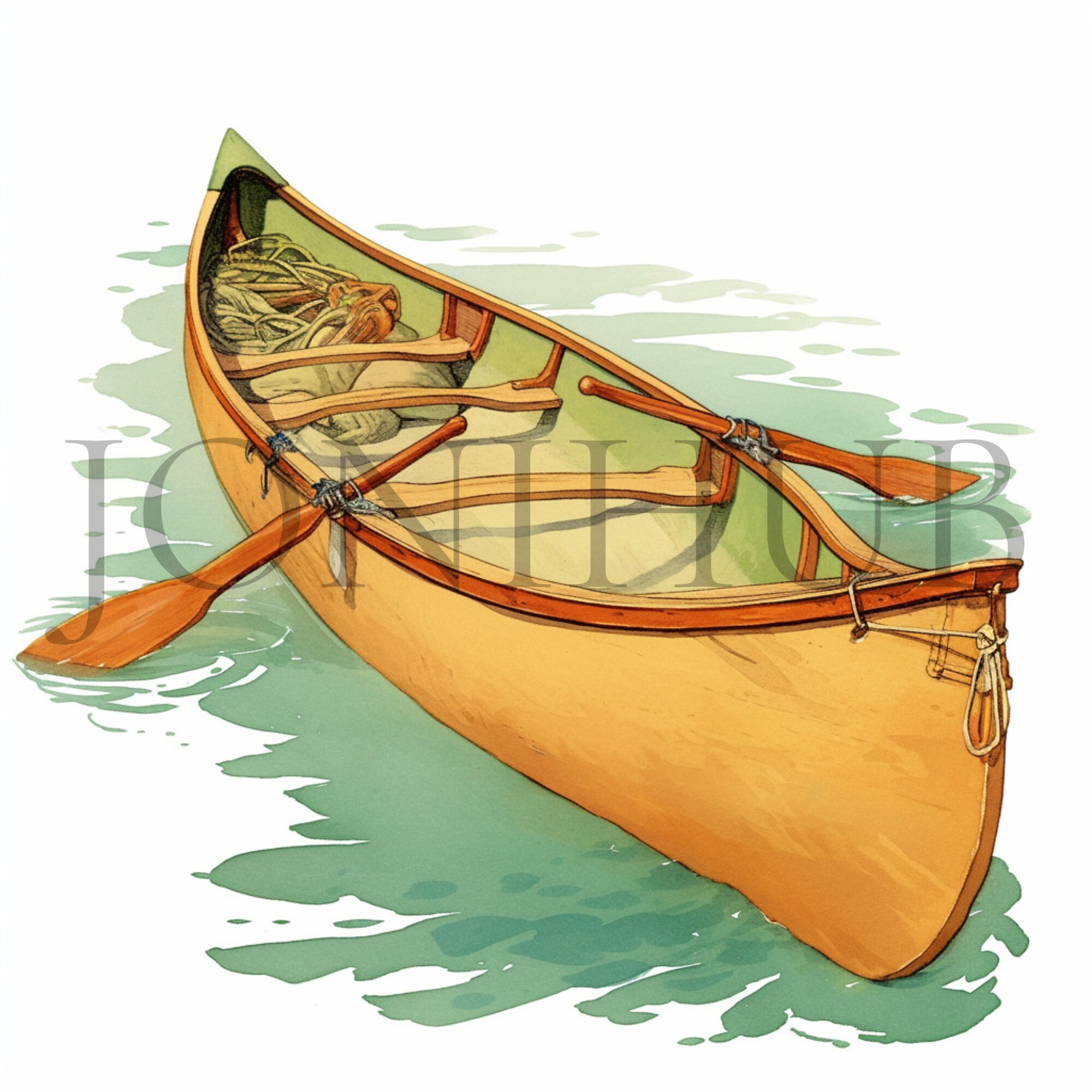 Vintage Canoe Clipart 10 High Quality Jpg's Digital Download Retro ...
