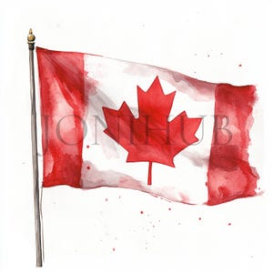 Watercolor Canadian Flag Clipart 10 High Quality Jpg's Digital Download ...