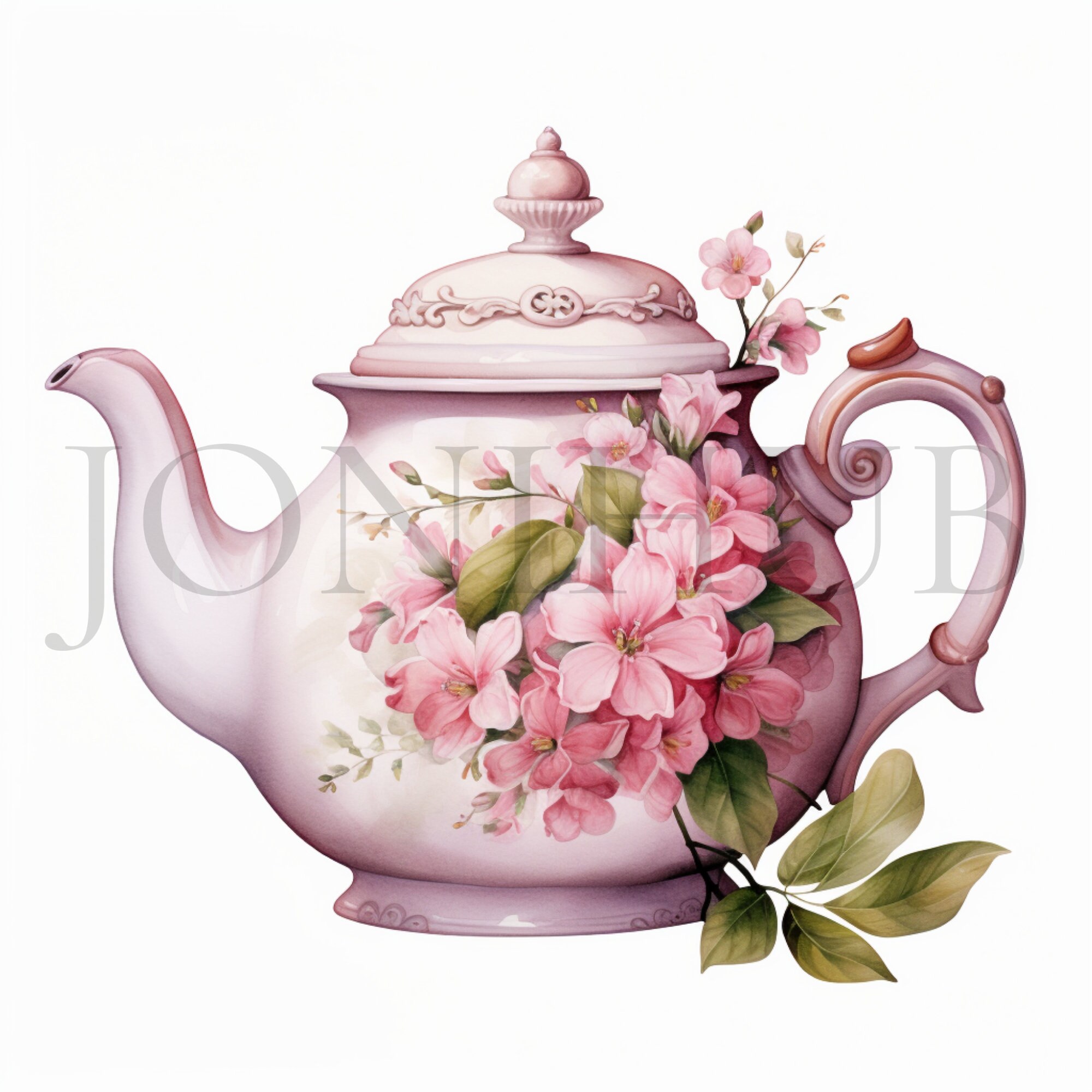 Floral Teapot Clipart | 10 High Quality Jpg's | Digital Download ...