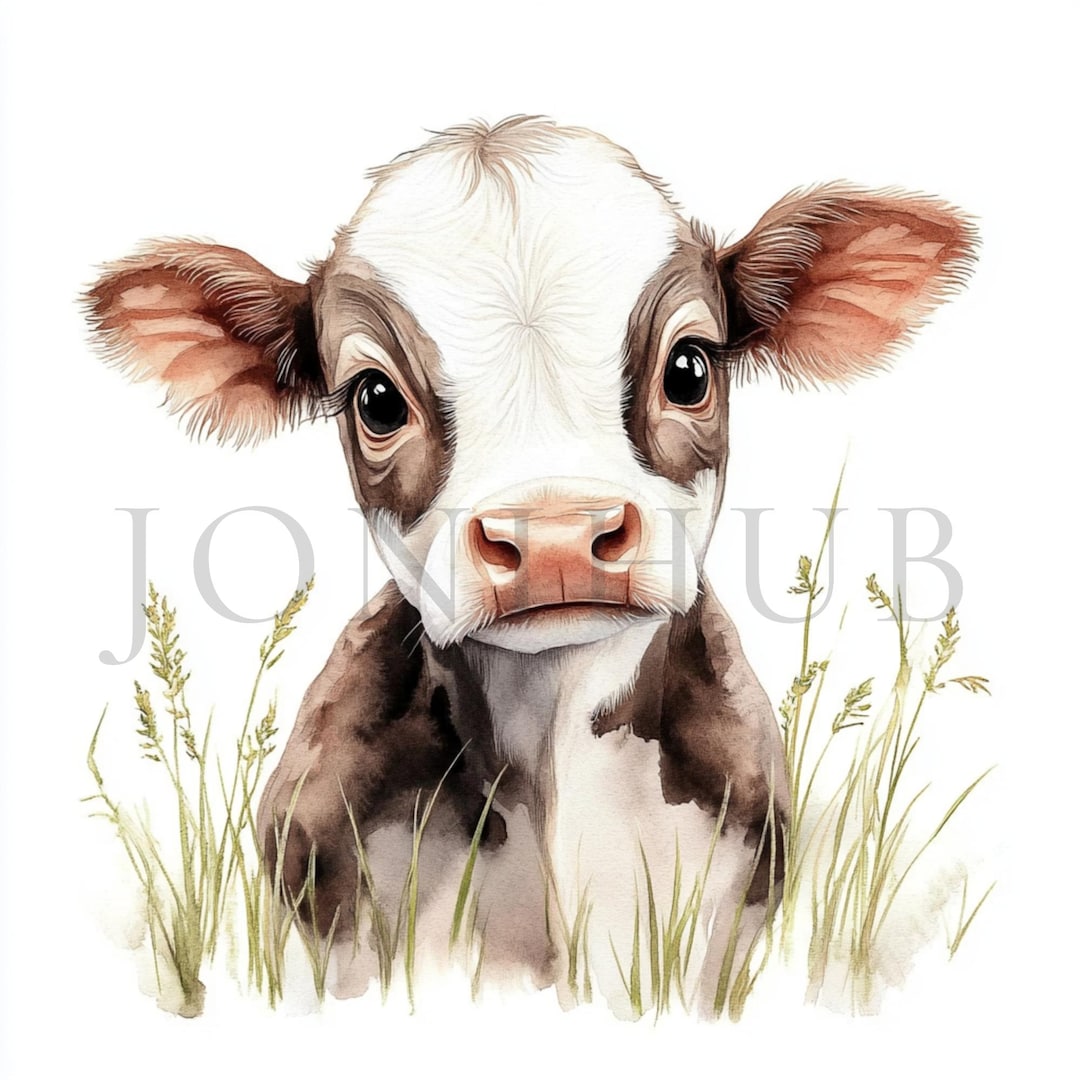 Cute Cow Baby Clipart | 10 High Quality Jpgs | Digital Download | Farm ...