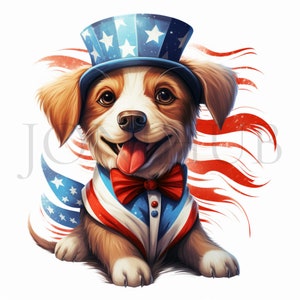 4th of July Dog Clipart | 10 High Quality Jpgs | Digital Download ...