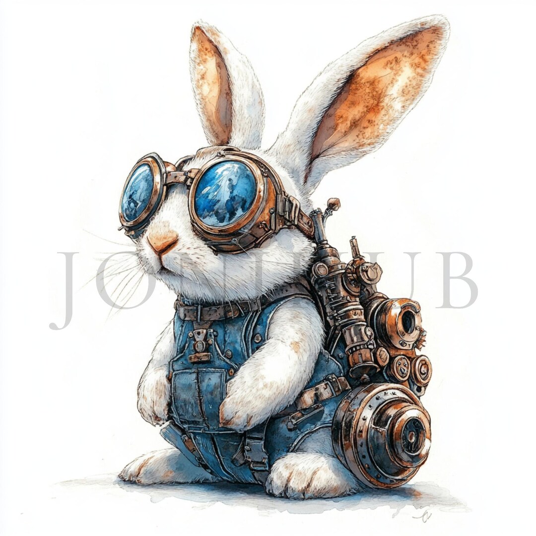 Steampunk Bunny Clipart | 10 High Quality JPG | Digital Download ...