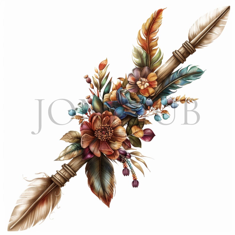 Floral Arrows Clipart | 10 High Quality Jpg's | Digital Download ...
