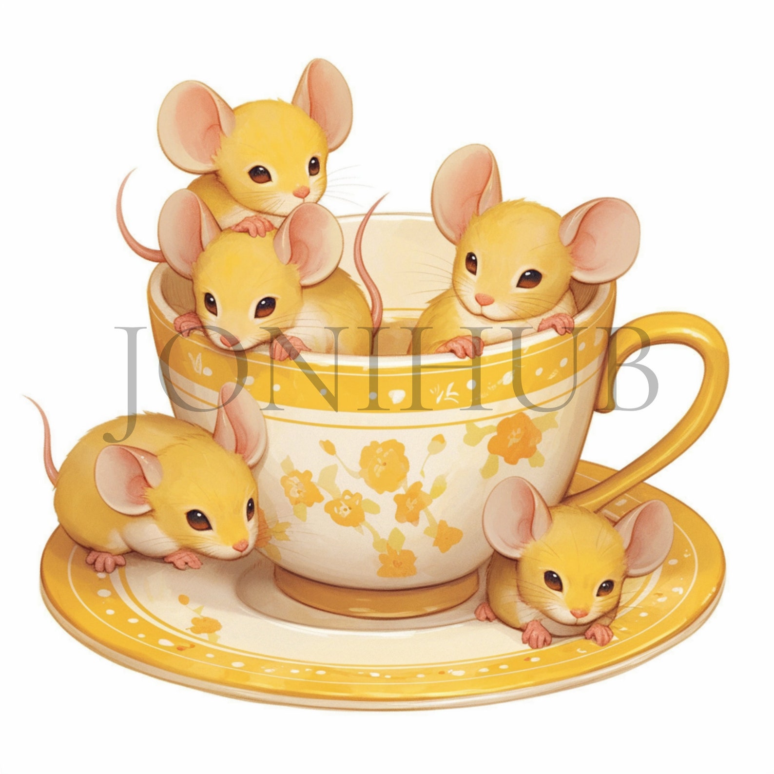 Mice in a Teacup Clipart | 10 High Quality Jpg's | Digital Download ...