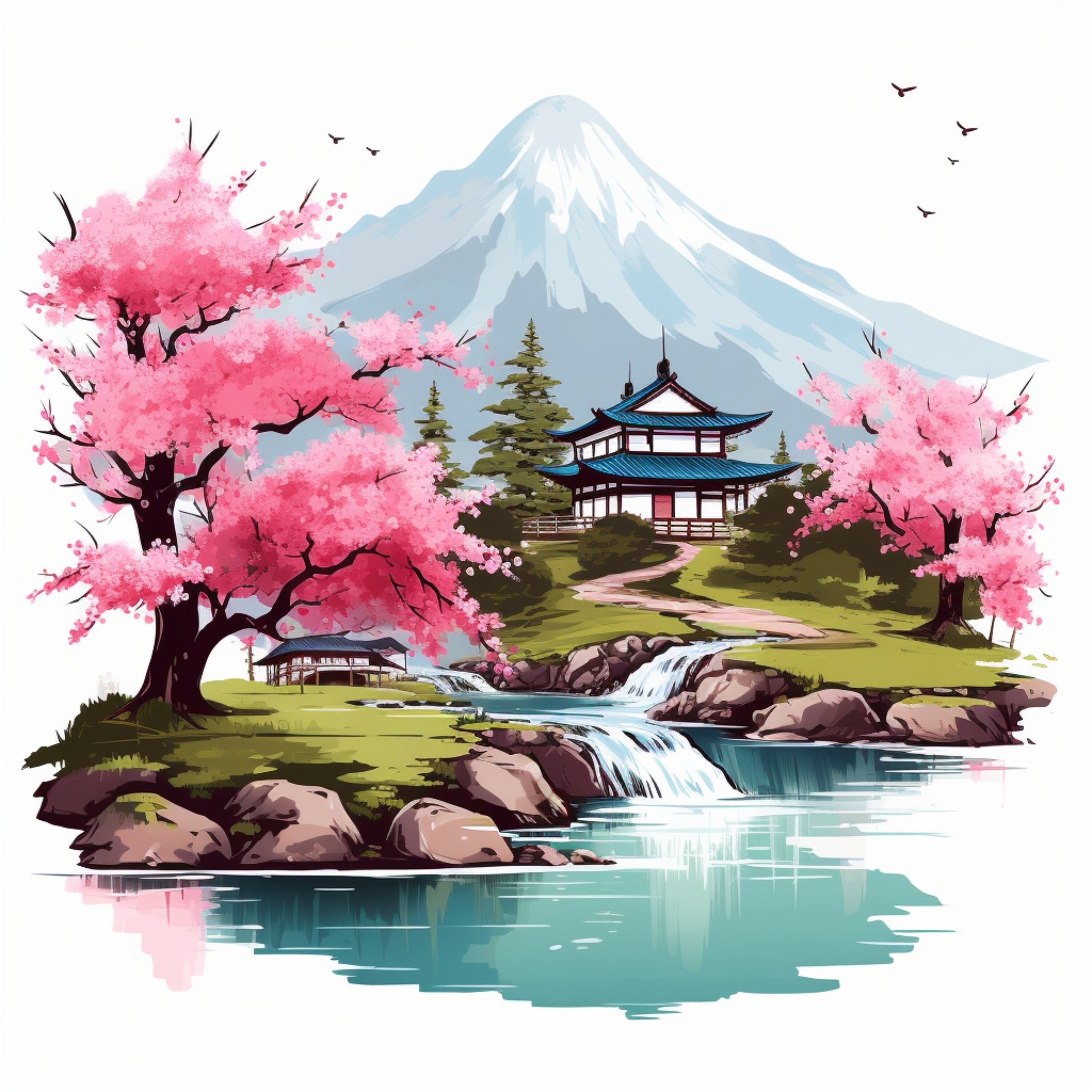 Japanese Landscape Clipart | 10 High Quality Jpgs | Digital Download ...