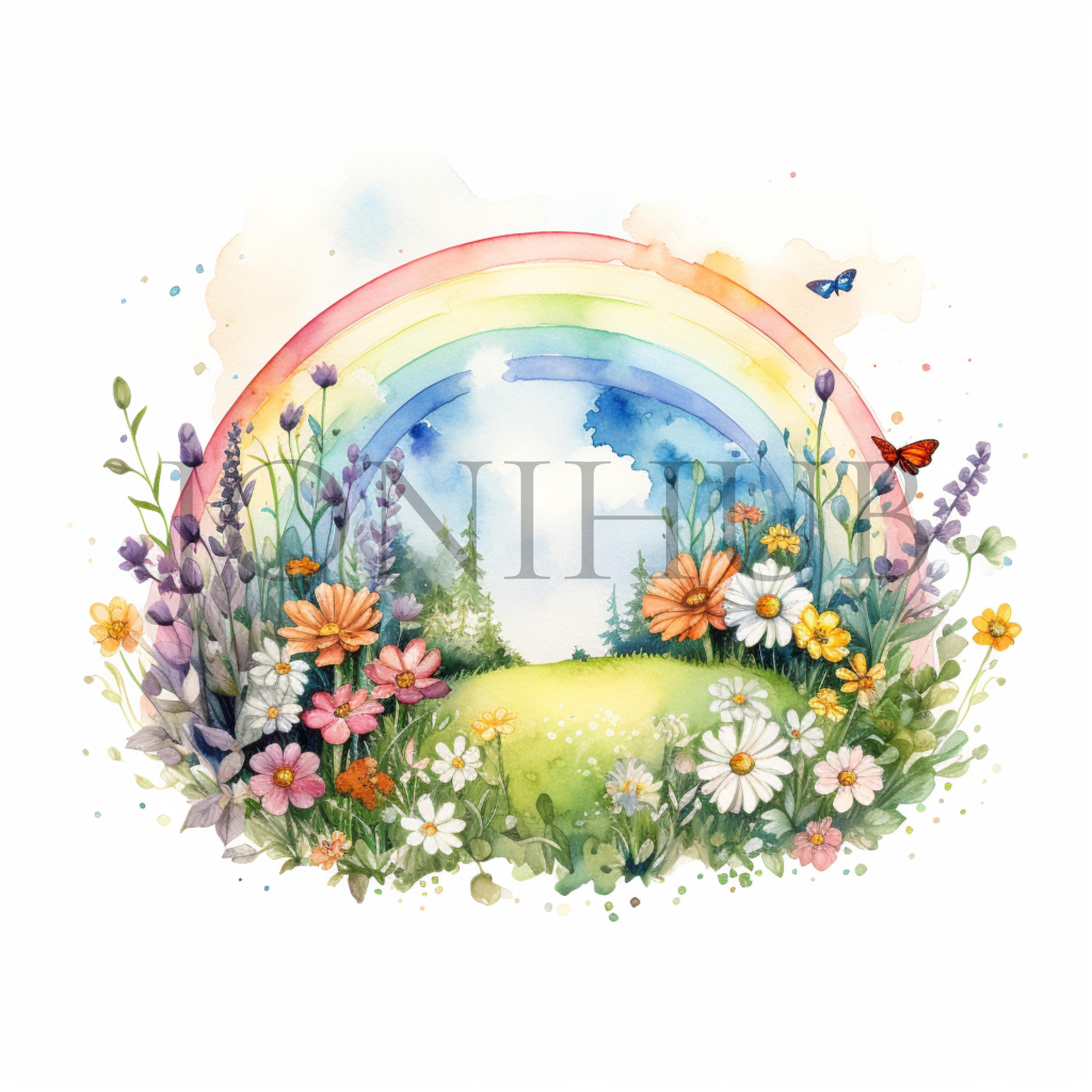 Rainbow Meadow Clipart | 10 High Quality Jpg's | Digital Download ...