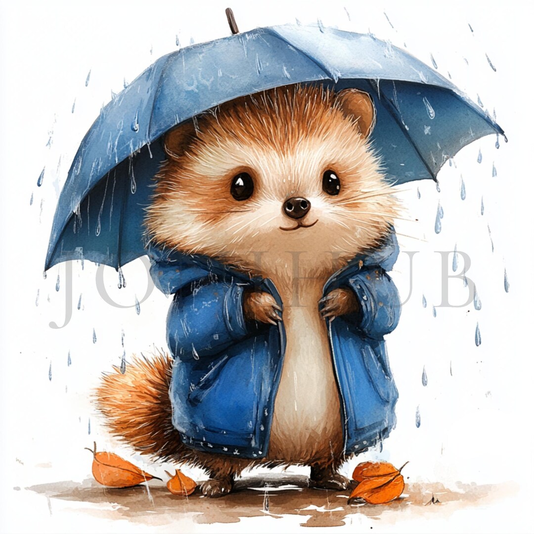 Hedgehog Rainy Clipart | 10 High Quality JPG | Digital Download | Junk ...