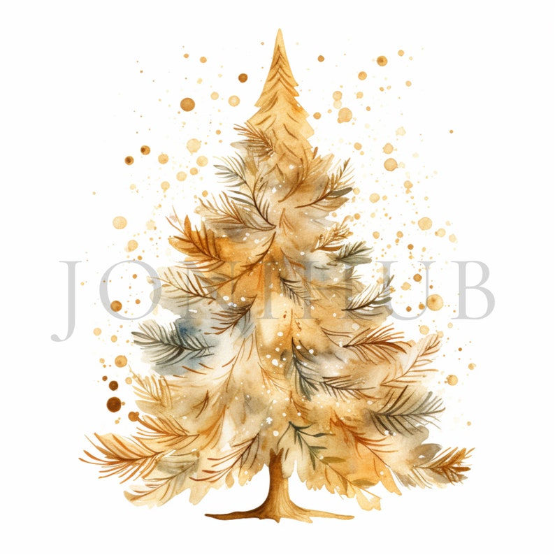 Gold Christmas Tree Clipart 10 High Quality Jpg's Digital Download Gold ...