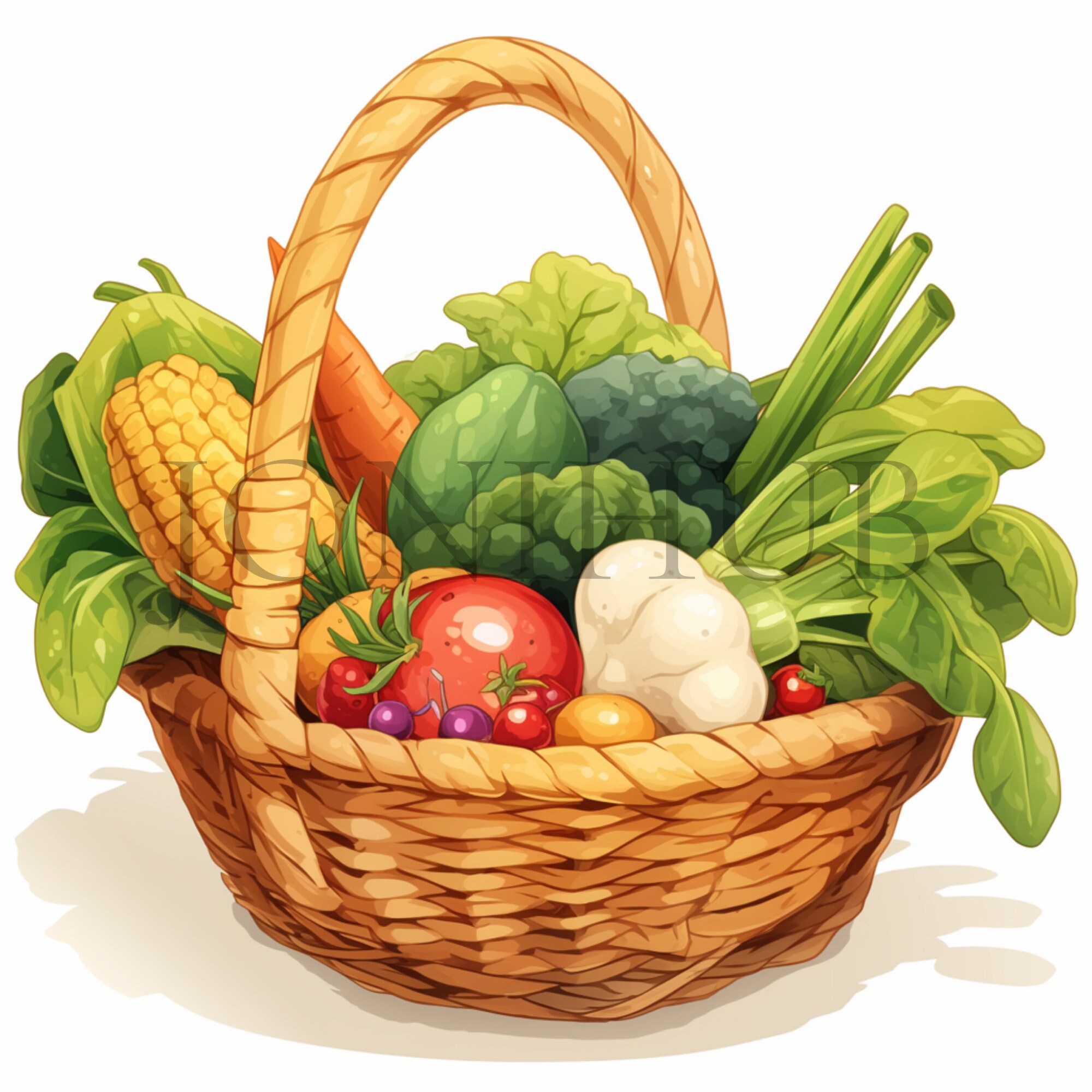 Vegetable Basket Clipart 10 High Quality Jpg's Digital Download Farm ...
