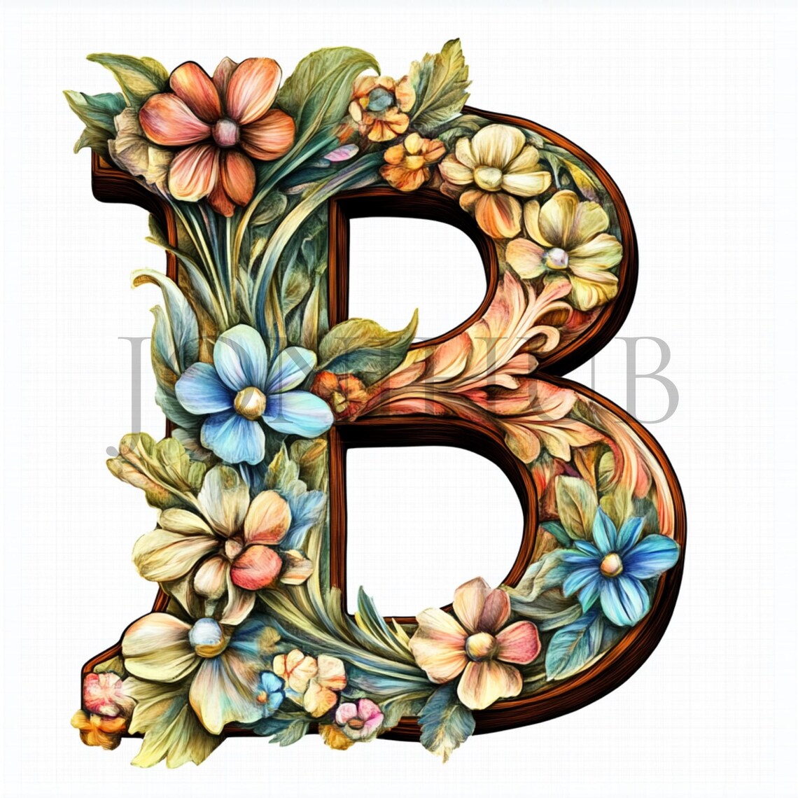 Letter B Clipart 10 High Quality Jpgs Digital Download Watercolor ...