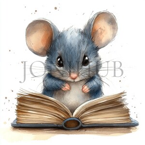 Mouse Reading Book Clipart | 10 High Quality Jpg's | Digital Download ...