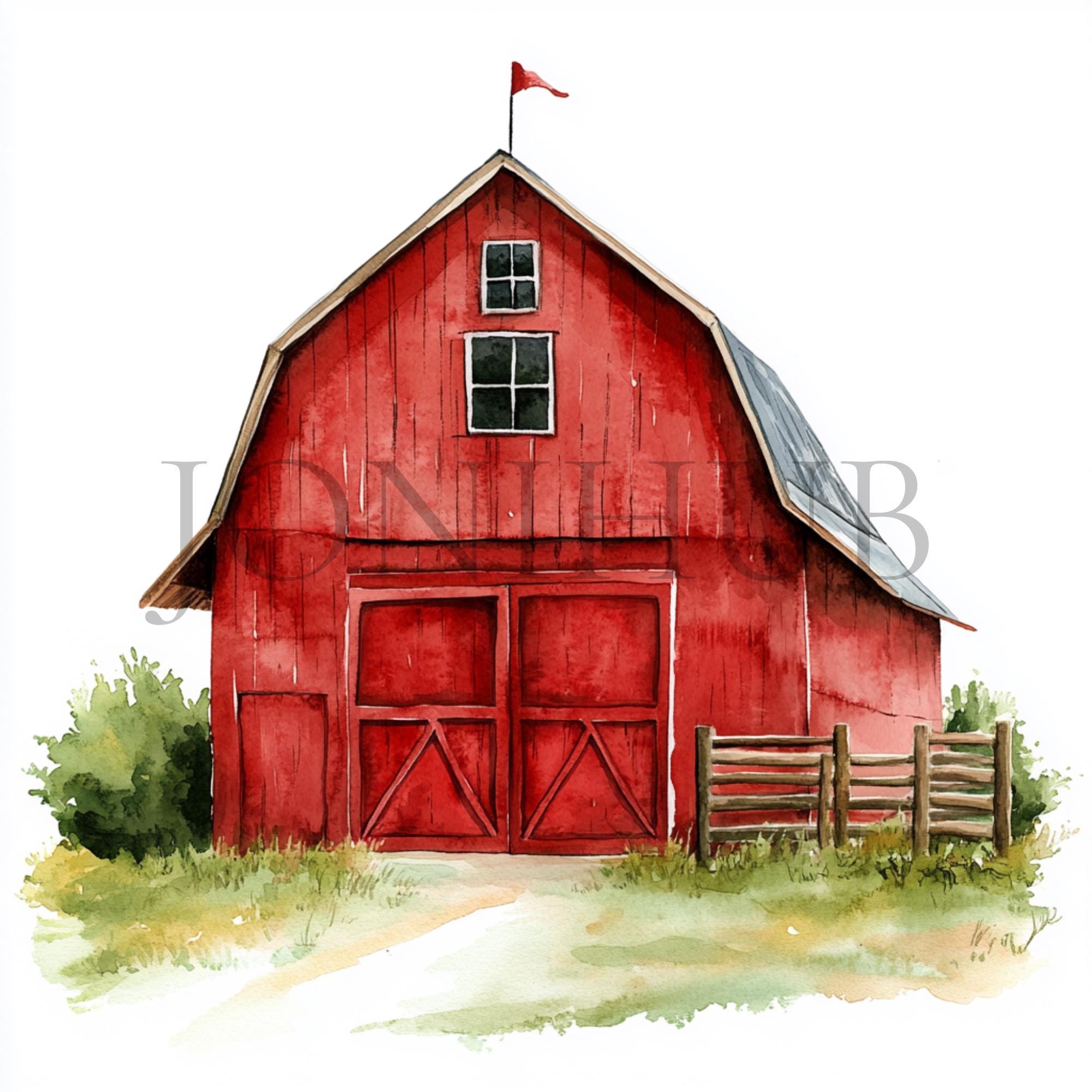 Red Barn Clipart | 10 High Quality Jpg's | Digital Download | Farm Art ...