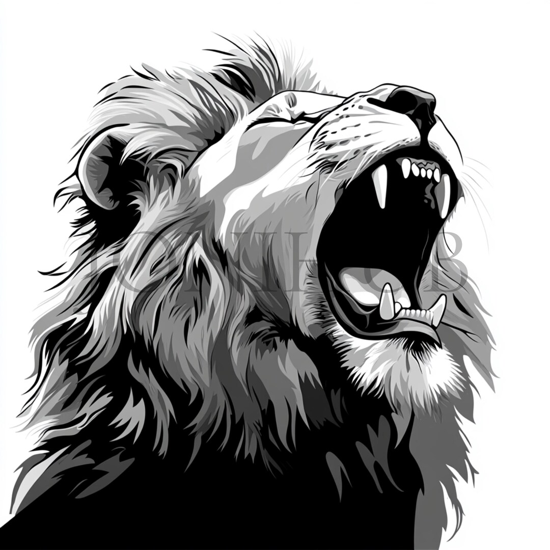 Lion Greyscale Clipart | 10 High Quality Jpg's | Digital Download ...