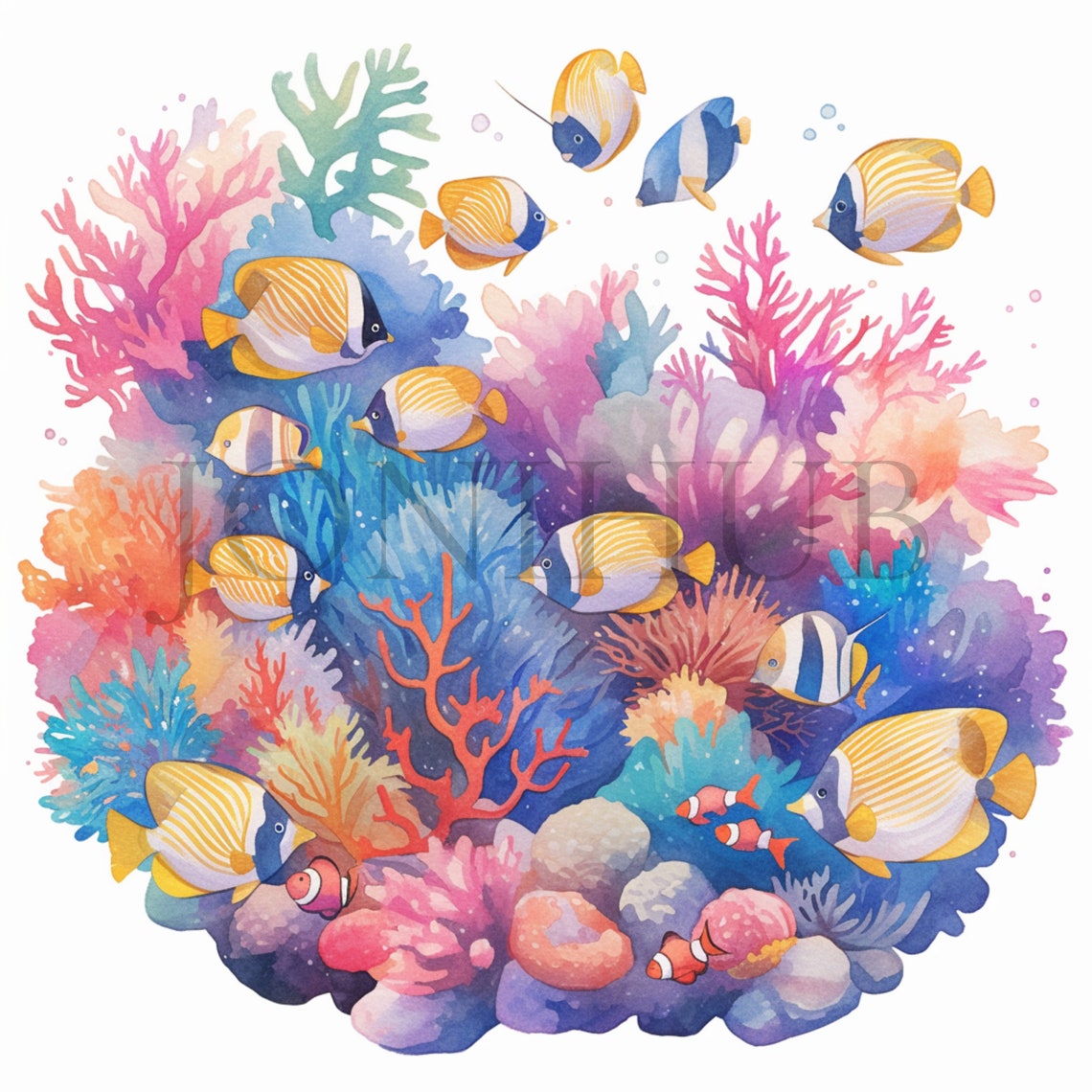 Vibrant Coral Reef Fish Clipart 10 High Quality Jpg's Digital Download ...