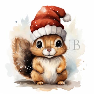 Squirrel Christmas Hat Clipart | 10 High Quality Jpg's | Digital ...