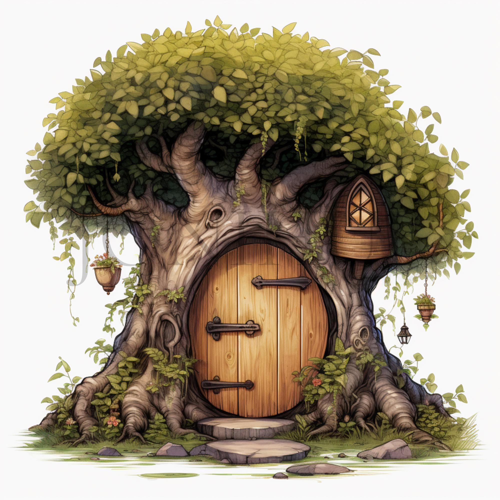 Fairy Tree Trunk Doors Clipart | 10 High Quality Jpg's | Digital ...