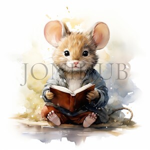 Mouse Reading Book Clipart | 10 High Quality Jpg's | Digital Download ...