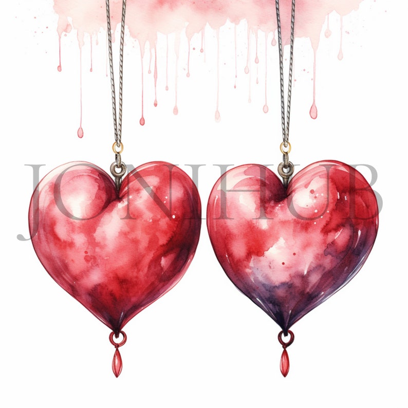Hanging Hearts Clipart 10 High Quality Jpg's Digital Download Valentine ...