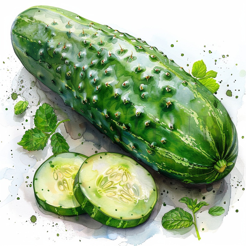 Cucumber Clipart 10 High Quality Jpgs Digital Download Clip Art ...