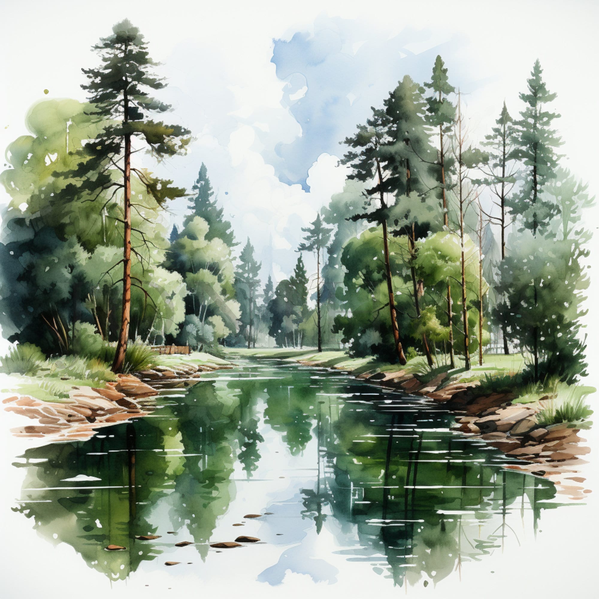 Forest Lakes Clipart | 10 High Quality Jpgs | Digital Download | Lake ...