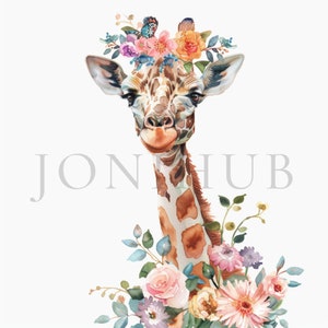 Floral Giraffes Clipart | 10 High Quality Jpgs | Digital Download ...